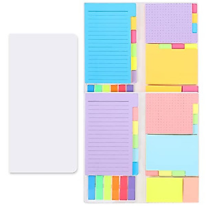 EOOUT 2pcs Sticky Note Set, Colored Divider Self-Stick Notes Pads Bundle Tabs Ruled Dotted PET Sticky Notes Book for School Supplies Office Supplies
