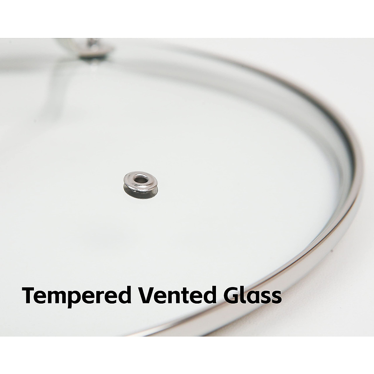 Nuwave 11.5” Tempered Vented Glass Lid, Shatter-Resistant, Oven Safe, Dishwasher Safe, Stainless-Steel Rim and Handle