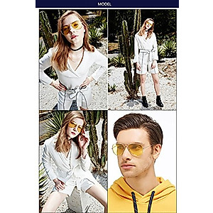 Runspeed Night Driving Glasses Anti Glare Polarized Aviator Sunglasses for Men Women Rainy Safe HD Night View Vision Goggles with Yellow UV400 TAC Lenses for Sports Outdoor Activities (Black025)