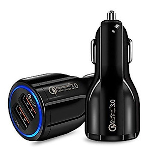 Adaptive Fast Charging Car Charger, VectorTech Dual USB Adapter Cigarette Lighter Power Outlet Compatible with Samsung Galaxy S8 S9 S10e S10 Plus Note 8 9, iPhone 6 7 8 X XR XS Max, iPads (Black)