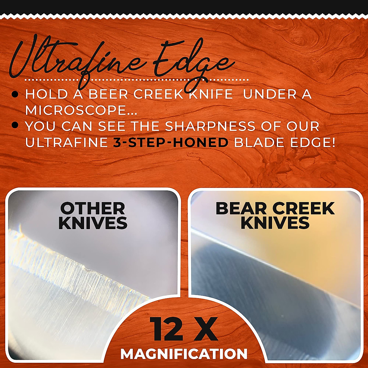 Bear Creek Knives | Antero 8" Kiritsuke Chef Knife | UltraFine 3-Step-Honed Blade | 440c Stainless Steel | Double-Beveled Cutting Edge | Rosewood Handle