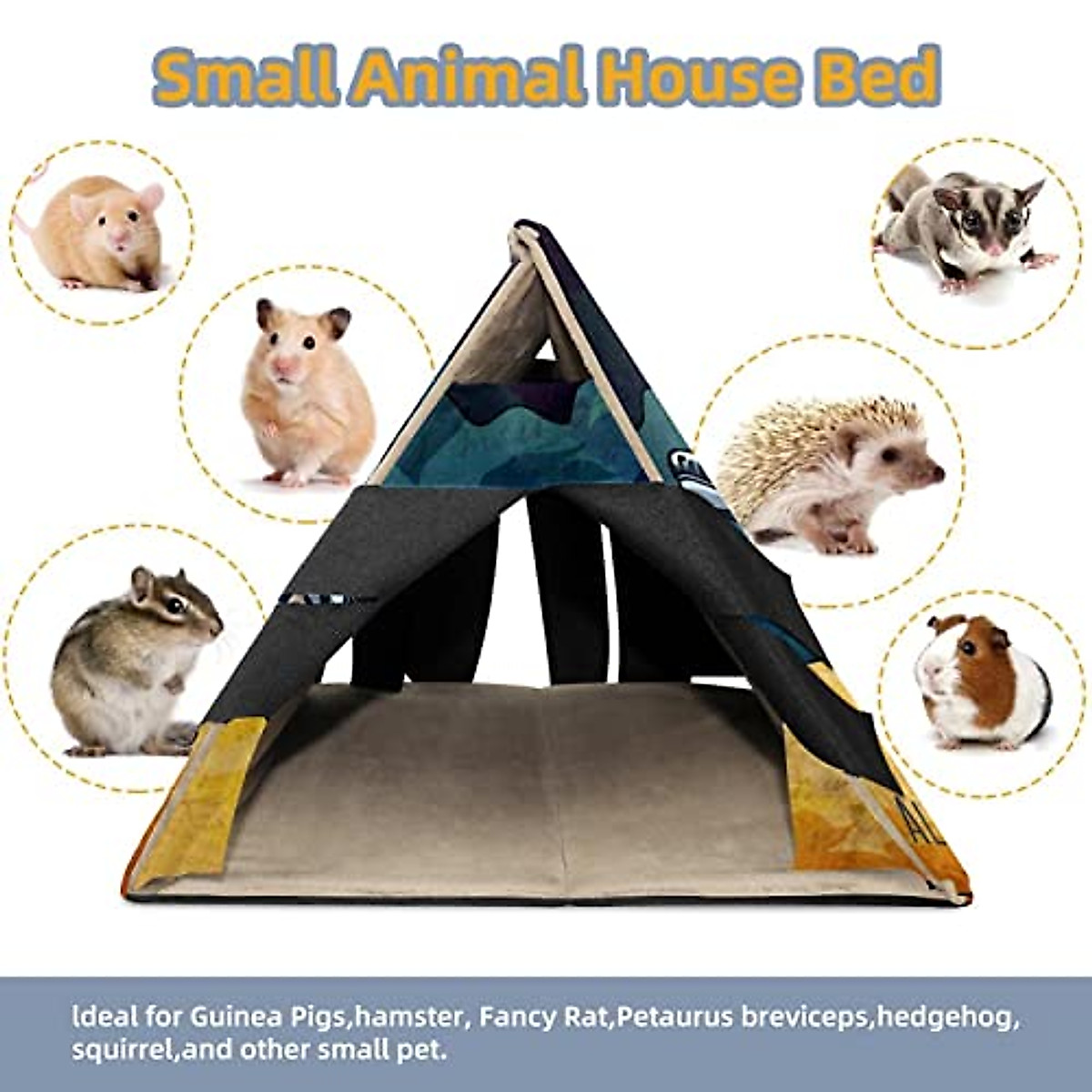 RATGDN Small Pet Hideout Blue Jurassic Cartoon Dinosaur Hamster House Guinea Pig Playhouse for Dwarf Rabbits Hedgehogs Chinchillas