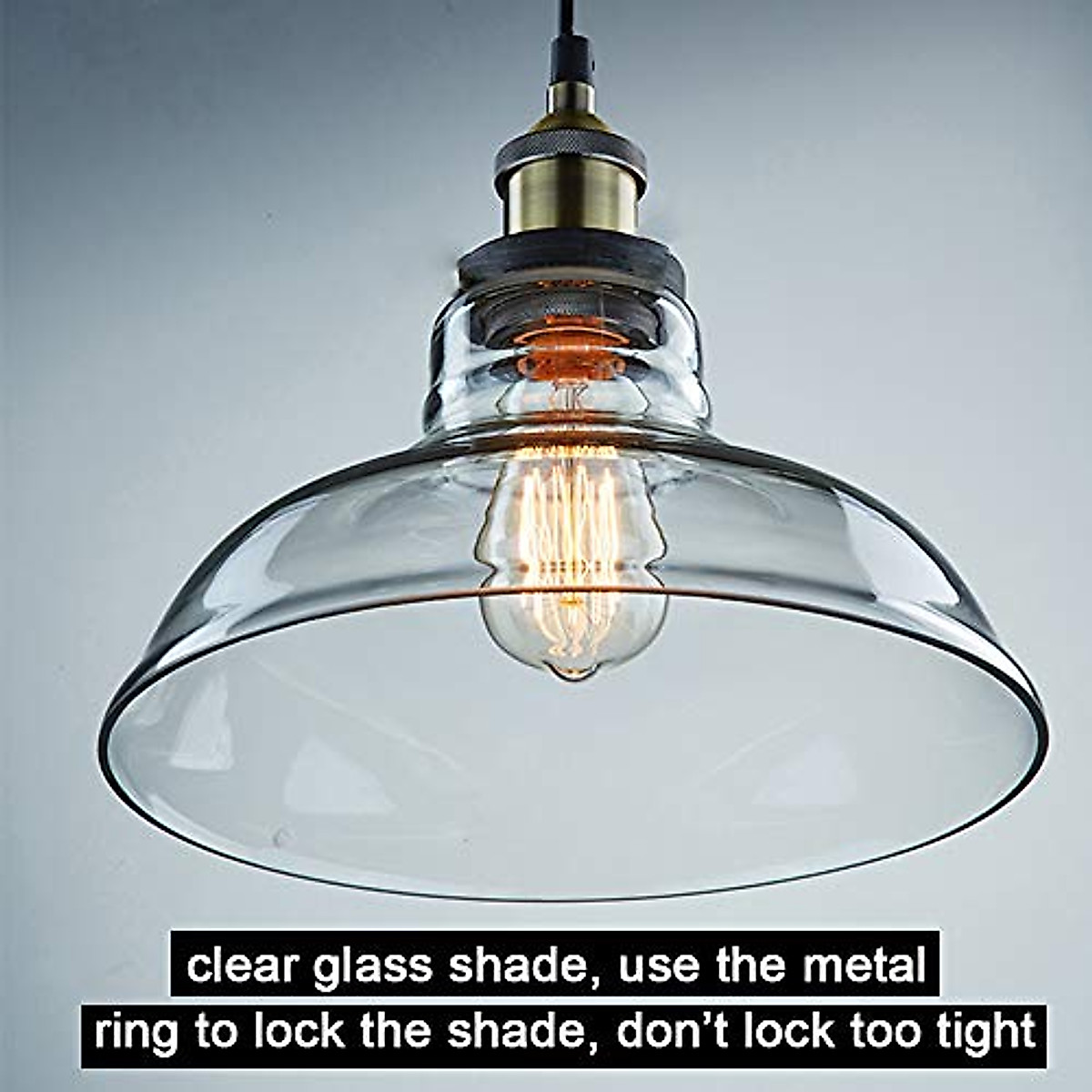 CLAXY Ecopower Industrial Edison Vintage Style 1-Light Pendant Glass Hanging Light