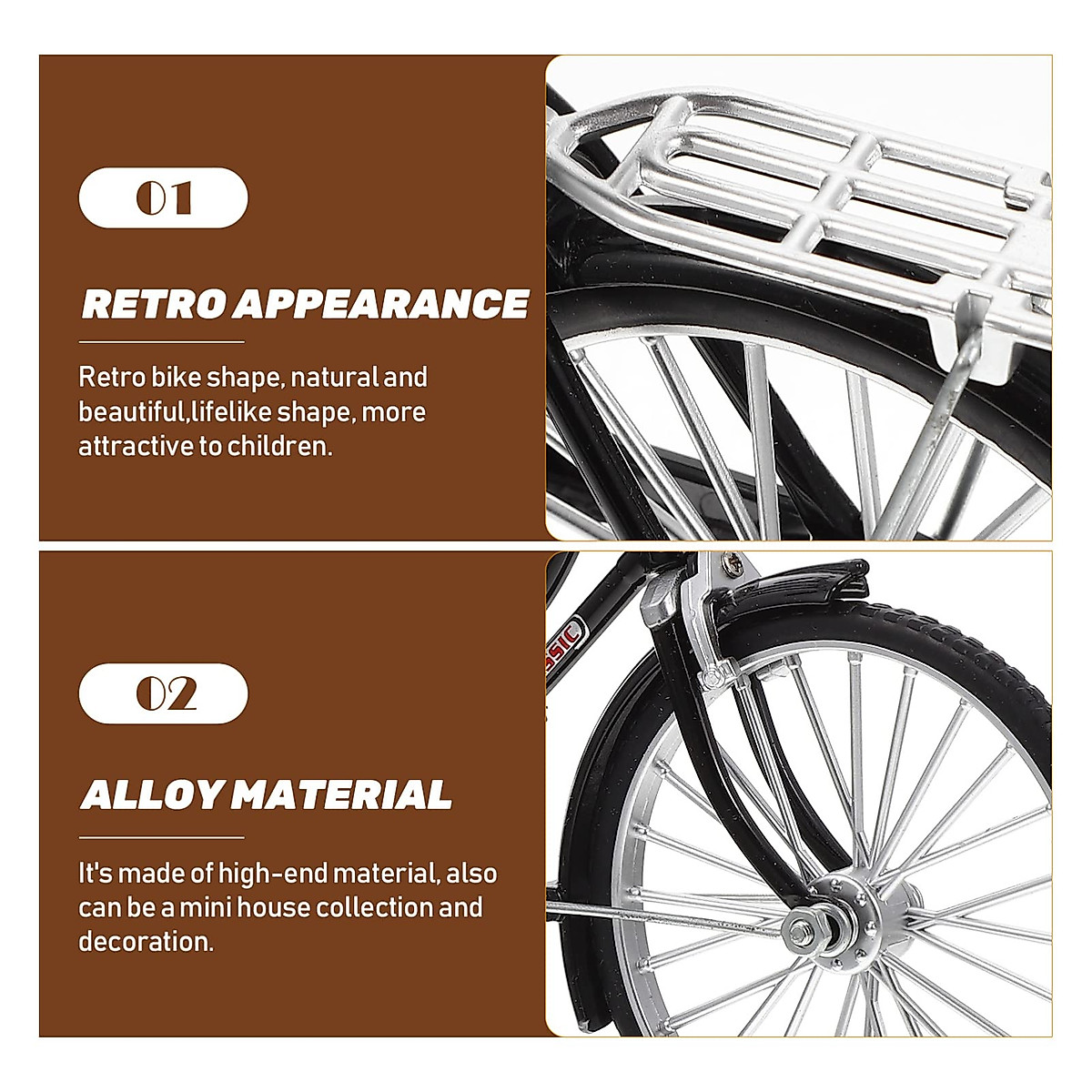 SEWACC Bike Model Alloy Bicycle Ornament Mini Bike Decoration Retro Style Finger Bike Sculpture Miniature Bike for Home Office Decor