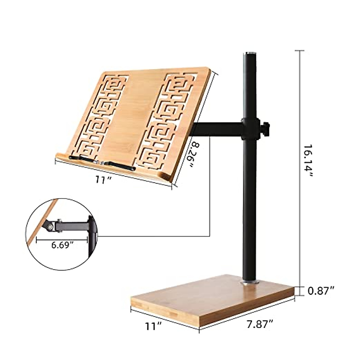 wishacc Book Holder Stand Height Adjustable Recipe Cookbook Stands for Kitchen Counter Reading iPad Tablet Music Easel Stand(11-x-8.1-inch)