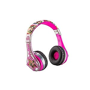 eKids LOL Surprise Kids Bluetooth Headphones, Wireless Headphones with Microphone Includes Aux Cord, Volume Reduced Kids Foldable Headphones for School, Home, or Travel