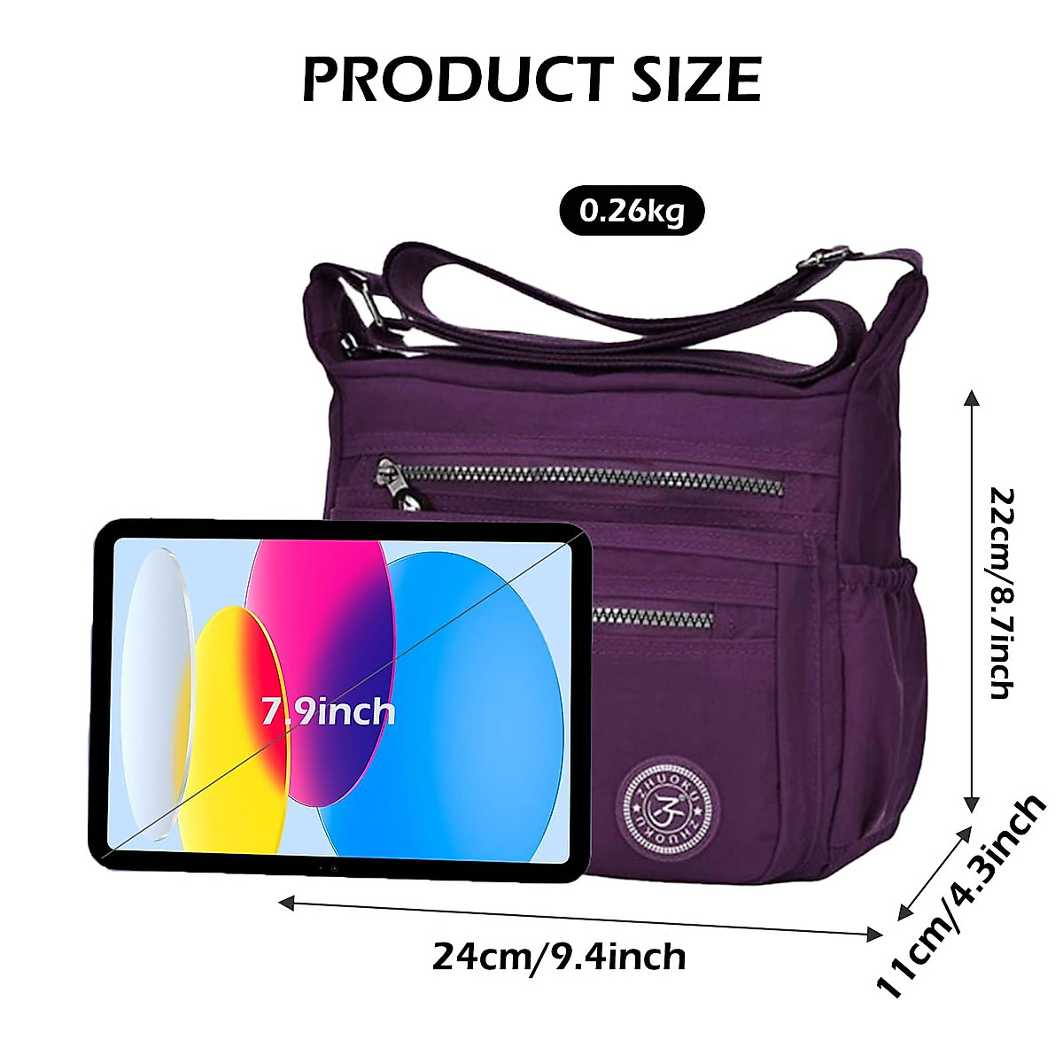 LassZone Nylon Crossbody Bag for Women Multi Pocket Casual Messenger Bag Lightweight Shoulder Handbag Ladies Waterproof Travel Purse