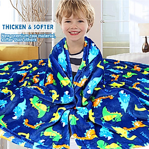 Warm Soft Toddler Fleece Blankets for Boys with Dinosaur Pattern Print - Cozy Fuzzy Plush Flannel Kids Throw Blanket for Daycare & School - 50x60 inches