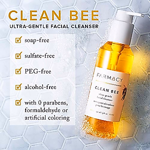 Farmacy Clean Bee Gentle Facial Cleanser - Daily Face Wash & Moisturizer w/Hyaluronic Acid