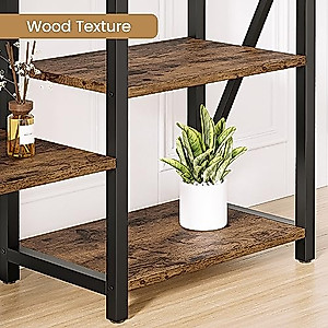 GAOMONTriple Wide 5 Tier Book Shelf, Tall Bookshelf with Open Display Shelves, Industrial Large Bookshelves and Bookcases with Metal Frame for Living Room, Bedroom, Home Office-Rustic Brown
