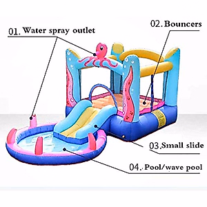 Baby Toys Bouncy Castles, Children's Inflatable Castle, Kid Slide Toys, Children's Playground Inflatable Trampoline, for Indoor and Outdoor