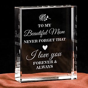 KAAYEE Gifts for Mom Mothers Day, Valentines Day Birthday Gifts for Mom from Daughter Son, to My Mom Birthday Gifts Ideas Crystal Keepsakes