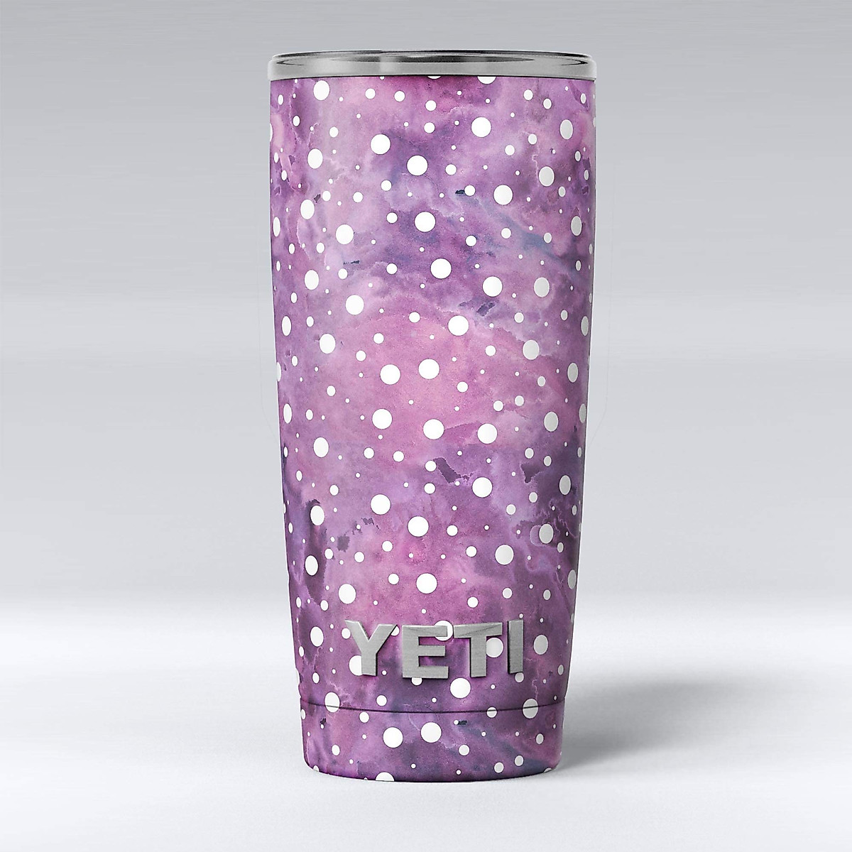 Design Skinz White Polka Dots Over Purple Pink Paint Mix - Skin Decal Vinyl Wrap Kit Compatible with The Yeti Rambler Cooler Tumbler Cups