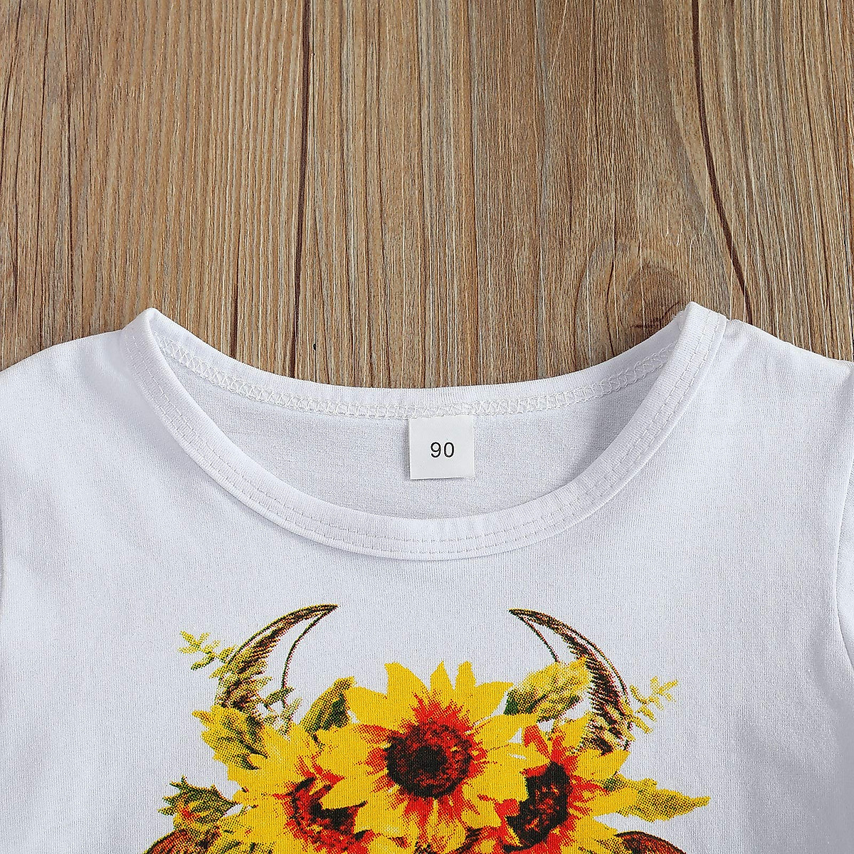 wdehow Toddler Baby Girl Clothes Set Long Sleeve Tassel T-Shirt Top Bottom Sunflower Flare Pants 2pcs Spring Summer Outfits (Yellow, 4-5T)