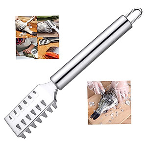Tuimiyisou Fish Scale Planer Fish Scaler Fish Scale Planer Remover Scraper Sawtooth Extractor Stainless Steel with Firm Grip Kitchen Tool