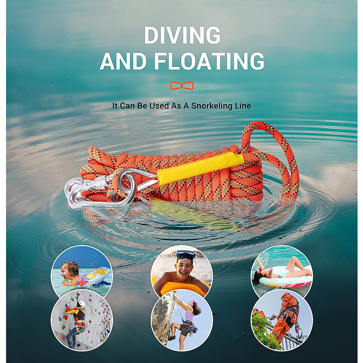 Nice C Climbing Rope, Rescue Rope, Construction Rope, Rock Climbing Rope, Static 10mm 32ft/64ft/96ft/160ft/230ft/500ft/985ft/1000ft with Carry Bag (Orange, 50M(160ft))