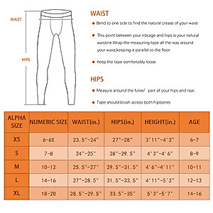 TELALEO Boys Thermal Compression Leggings Pants Youth Fleece Lined Base Layer Tights Cold Weather Heat Gear (Fireball is an AD) Black M