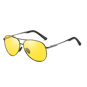 FEISEDY Night Driving Glasses Night Vision Aviator Reduce Glare Eyewear with Spring Hinge for Men Women B2294