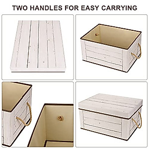 Livememory Storage Bins with Lids - 4 Pack, Decorative Storage Boxes with Lids and Handles
