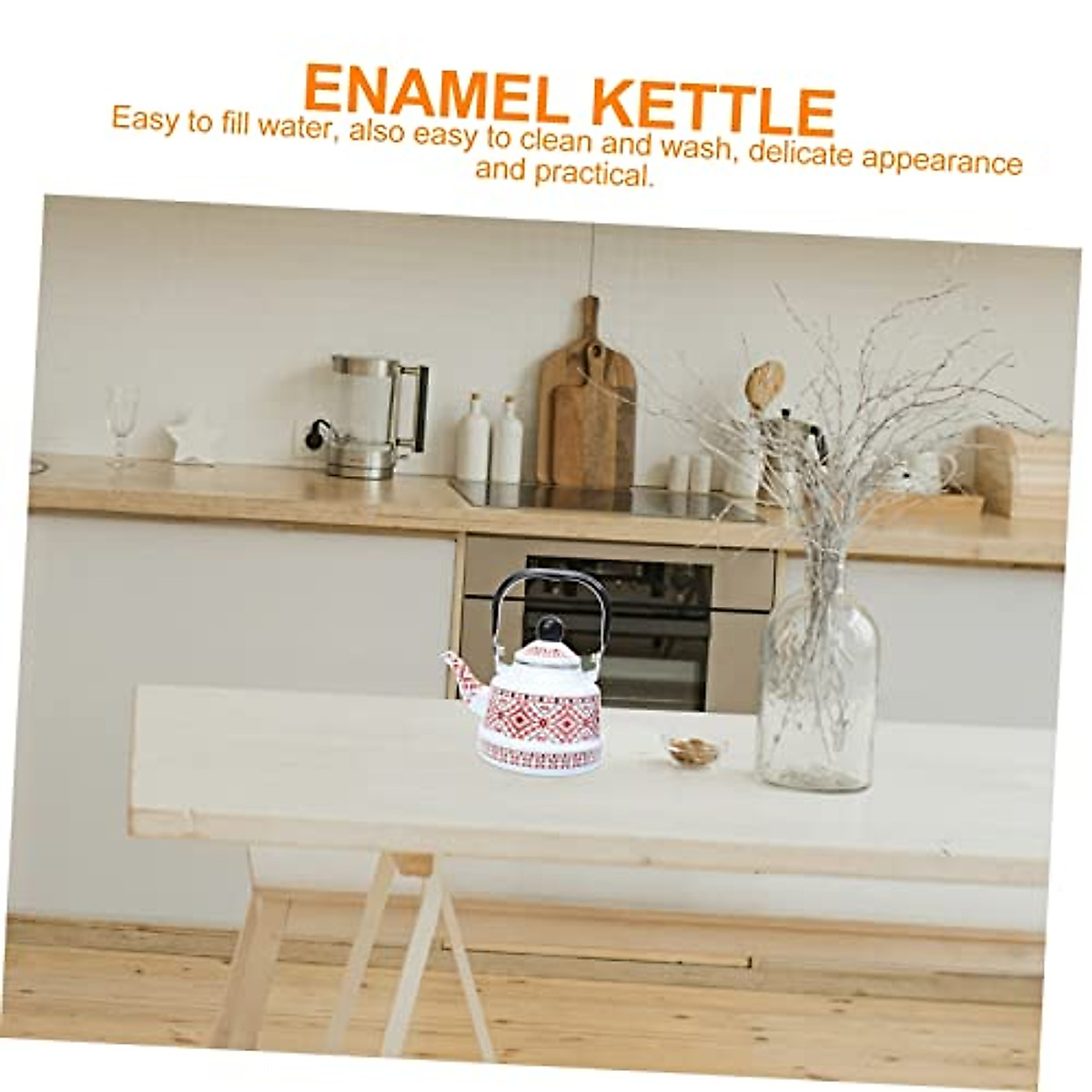 Housoutil Enamel Pot Stainless Steel Tea Pot Vintage Teapot Ceramic Kettle Enamel Teapot Heating Water Kettle Retro Handmade Tea Pot Stainless Steel Red Household Kettle Water Boiling Pot