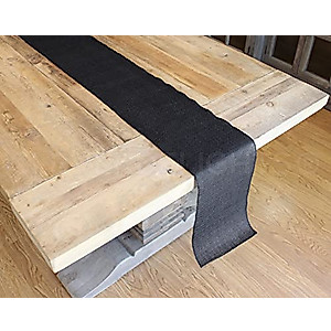 CleverDelights 9" Black Burlap Roll - Finished Edges - 5 Yards - Jute Burlap Fabric