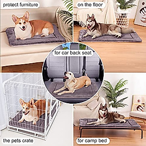 JoicyCo Large Dog Bed Crate Mat 42 in Washable Pet Beds Soft Dog Mattress Non-Slip Kennel Mats,Grey L