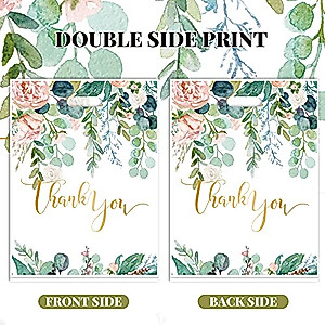 Whaline 48 Pack Thank You Bag with Die Cut Handle 4 Design Floral Theme Plastic Boutique Bags 12 x 16 Inch Bulk Thank You Gift Bags for Wedding Birthday Baby Shower Party Favors Shopping Retail