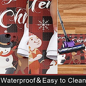 U'Artlines Christmas Anti Fatigue Kitchen Mats Set of 2 Farmhouse Kitchen Rugs and Mats Cushioned Kitchen Floor Mats Set Waterproof Comfort Standing Mats Non Slip Kitchen Rugs and Runner Sets (Red)