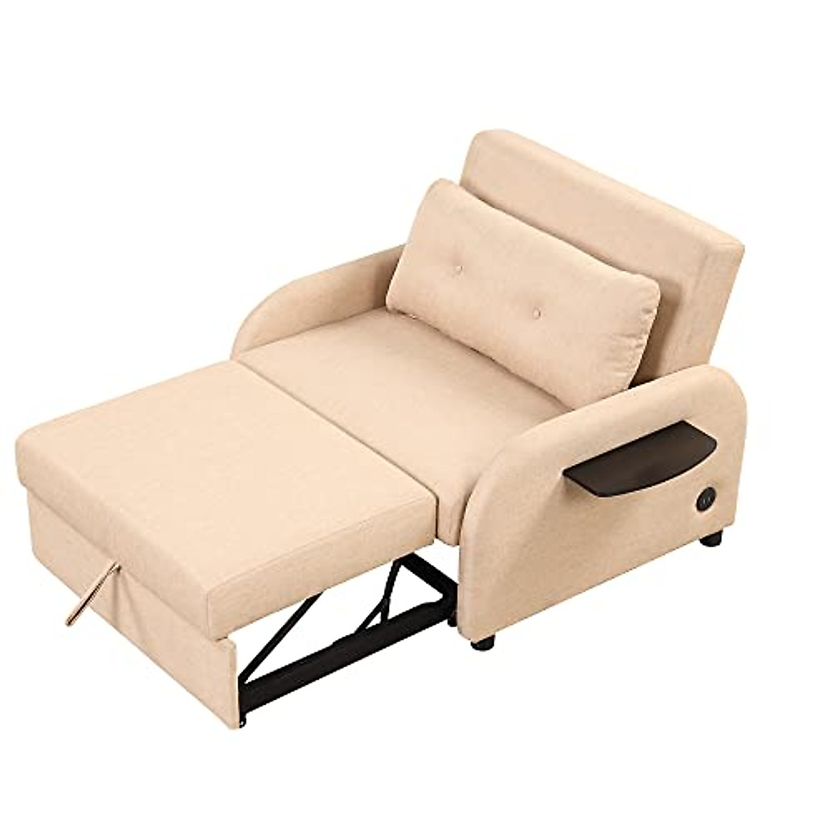 3 in 1 Convertible Loveseat Sofa with Pull-Out Sleeper&Adjsutable Backrest,Multi-Functional Folding Recliner Accent Futon Sofá Chair,Upholstered Lounge Chaise Couch Armchair for Living Room