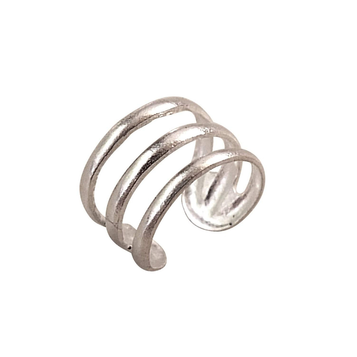 Handmade Silver 2Pcs Ear Cuffs Non-Piercing Earrings, 925 Sterling Silver, Fake Cartilage Helix Non-Pierced Ear Clip on for Women, Tiny Triple Band & Wide Band Ear Wraps, By Miya Jewelry