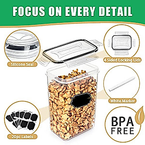 Wildone Airtight Food Storage Containers with Lids, 14PC Plastic Kitchen Storage Containers for Pantry Organization and Storage, Cereal, Flour and Sugar Containers, Include 20 Labels & Pen