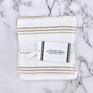 The Accented Co. Dish Cloths, Set of 8 - Absorbent, Fast Drying Dish Towels - Turkish Cotton with Hanging Loop (12x12 inches)(Beige Tan Brown)