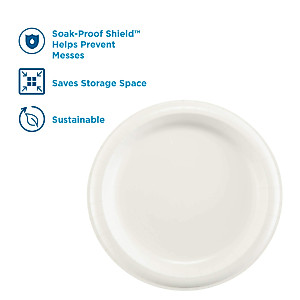 Dixie 8.5"Medium-Weight Paper Plates by GP PRO (Georgia-Pacific), White, UX9W, 1,000 Count (125 Plates Per Pack, 8 Packs Per Case)