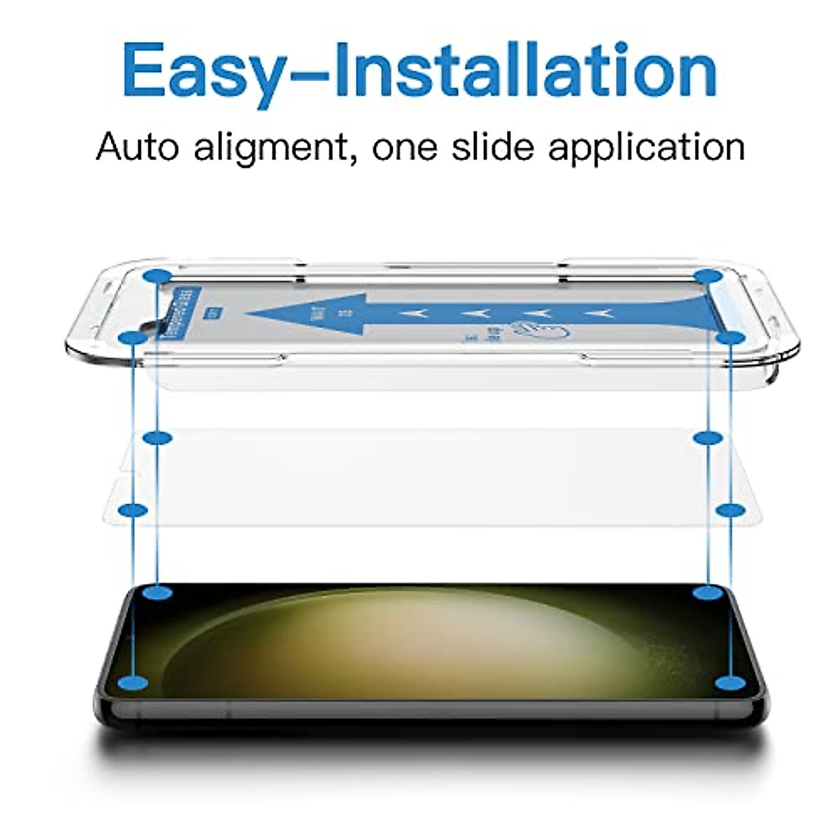 Mowei [3+2 Pack] Screen Protector Compatible with Samsung Galaxy S23 [Fully Support Fingerprint] 3X Tempered Glass and 2X Camera Lens Protector for S23 [Impact & Scratch Protection]