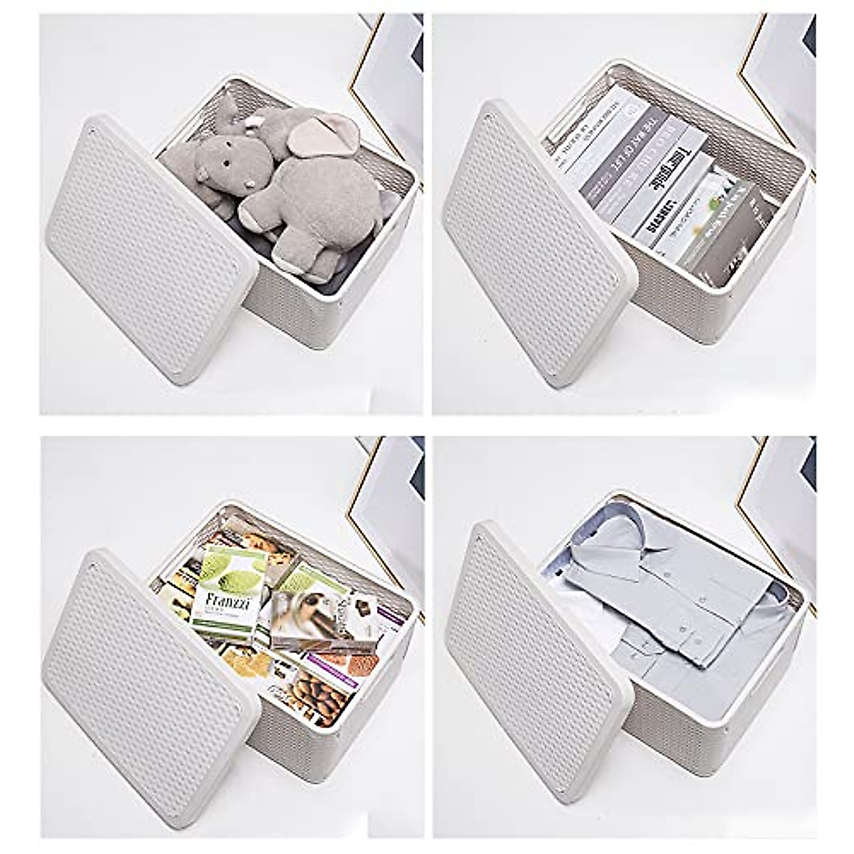 YunNasi Foldable Wardrobe Storage Box Organiser Basket Containers with Handles Folding Stackable Storage for Home,Office,Nursery School Shelf Baskets to Tidy clothes,Toys,Snacks,Books,Cosmetics (17in(L)*13in(W)*9.65in(H))