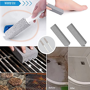 Pumice Stone for Cleaning,1 Extra Long Handle Pumice Stone Toilet Bowl Cleaner & 2 Pieces Pumice Stones, for Bath/Pool/Kitchen/Household Cleaning,3 Pack