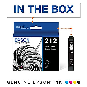 EPSON T212 Claria -Ink Standard Capacity Black -Cartridge (T212120-S) for select Epson Expression and WorkForce Printers