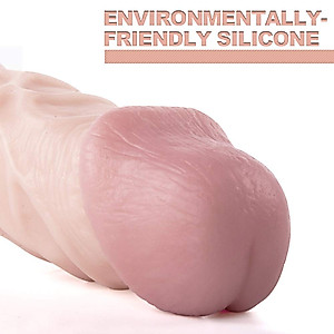 SHEQU Realistic Dildo with Suction Cup, 10 Inch Silicone Dildo for Women, Dong with Balls Fake Penis Adult Sex Toys Female Massage Masturbation Vaginal G-spot and Anal Play