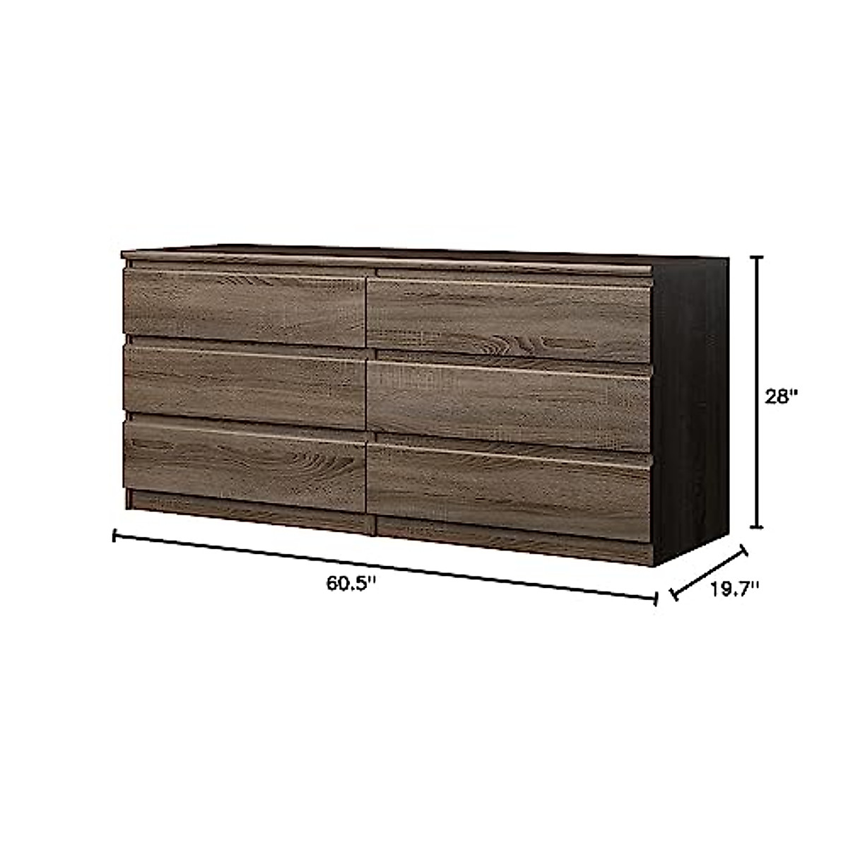 Tvilum Scottsdale 6 Drawer Double Dresser, Truffle