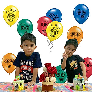Shunhong 25pcs Number Block Latex Balloons, Assorted Colors, Children's Birthday Party Supplies