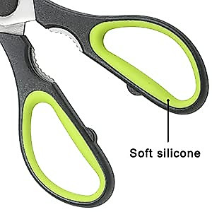 PAUDIN Kitchen Shears, Premium Stainless Steel & Ultra Sharp Shears Come Apart with Comfortable Grip, Multipurpose Utility Food Scissors for Meat, Pizza, Chicken, Fish, Salad, Herbs, BBQ, Black Green