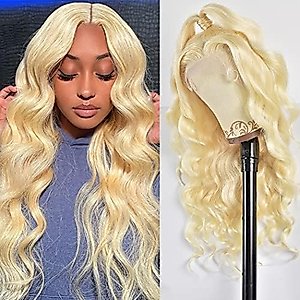 Alielaine Blonde Lace Front Wig Human Hair 13x6 Body Wave Wigs Frontal for Women (18 inch)