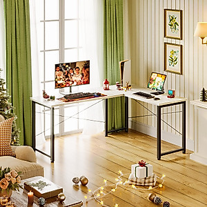 Coleshome 61" L Shaped Desk Computer Desk, L Desk Computer Corner Desk for Home Office Gaming Writing Workstation, Space-Saving, Easy to Assemble