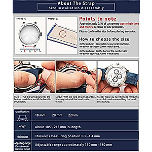 BINLUN Elastic Fabric Nylon Watch Band Waterproof Military Replacement Watch Strap Hook-and-Loop for Men Women Silver & Black Buckle 18/20/22mm