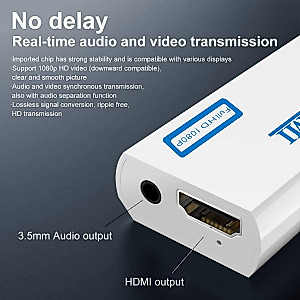 CHS Goodeliver Wii to Hdmi Connector/Converter/Adapter, 1080p Output Video, 3.5mm Audio - Supports All Wii Display Modes, White
