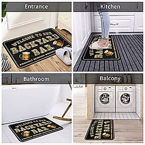 Entryway Mat Welcome to Our Backyard Bar Proudly Serving Whatever You Bring Non-Slip Rugs Rubber Backing Home Decor Indoor Doormat Easy Clean for Inside Floor Mats 20 * 32 Inches