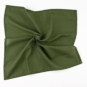 INFEI Solid Color Cotton Linen Blended Thin Dinner Napkins - Pack of 12 (40 x 40 cm) - for Events & Home Use (Army Green)