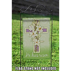 Toland Home Garden 117094 Easter Cross Easter Flag 12x18 Inch Double Sided Easter Garden Flag for Outdoor House religious Flag Yard Decoration