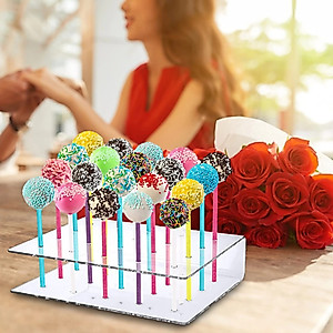 Cake Pop Holder, 15 Round Holes Transparent Acrylic Lollipop Holder, Lollipop Display Stand Decoration Supplies for Weddings Anniversaries Baby Showers Birthday Parties Halloween Candy Decor