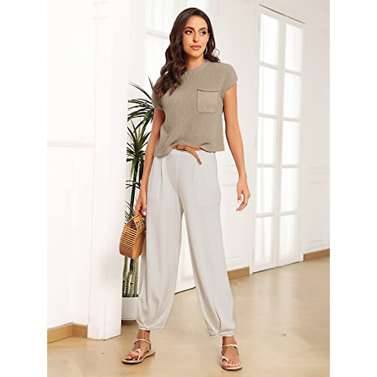 LILLUSORY Womens Fall Fashion 2023 Outfits Clothes Casual Summer Two 2 Piece Matching Lounge Sets Cute Sweatsuits Trendy Airport Outfits Cozy Knit Oversized Sweater Top Loungewear Pants Clothing